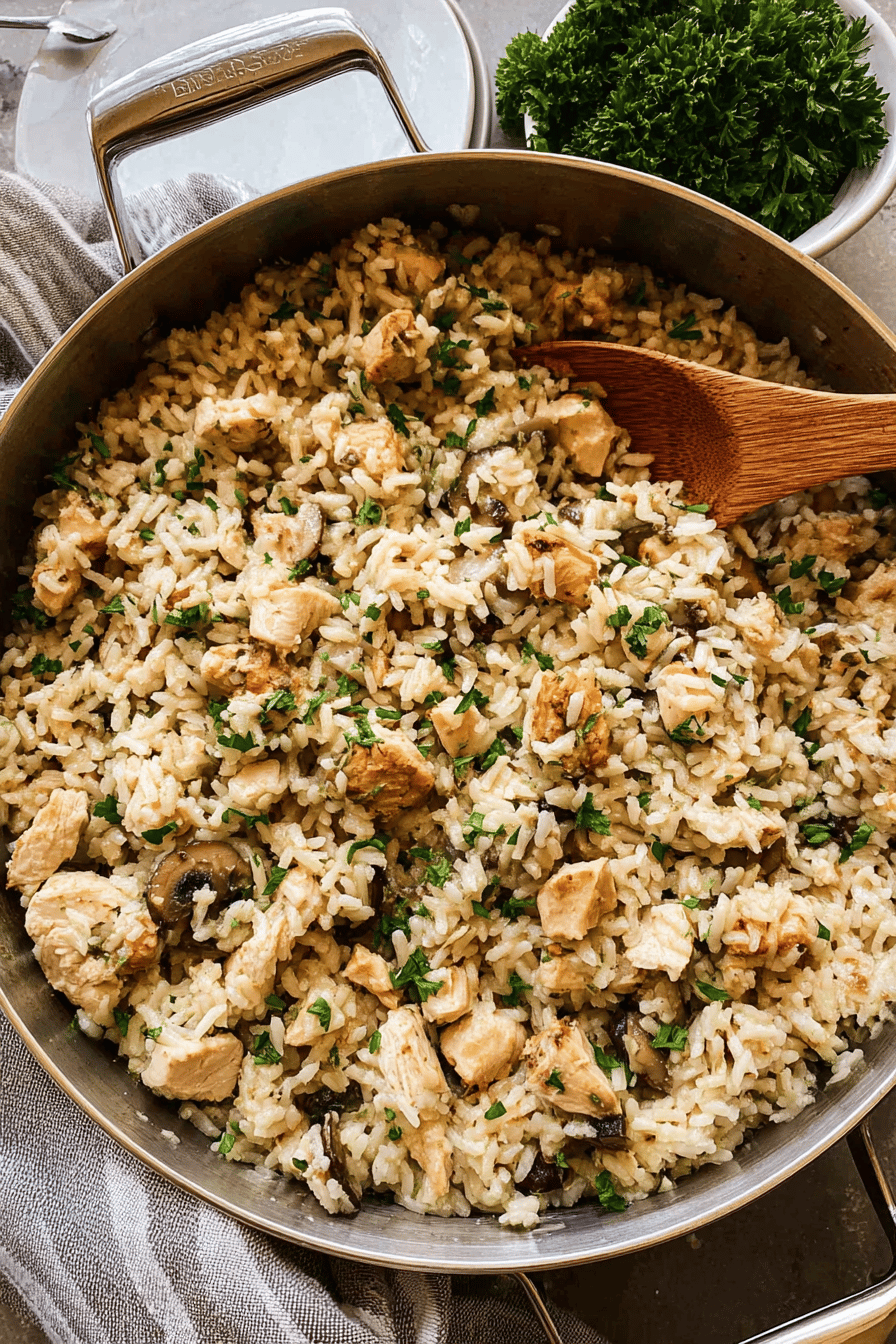 One Pot Chicken And Rice Casserole Recipe With Cheese Herbs