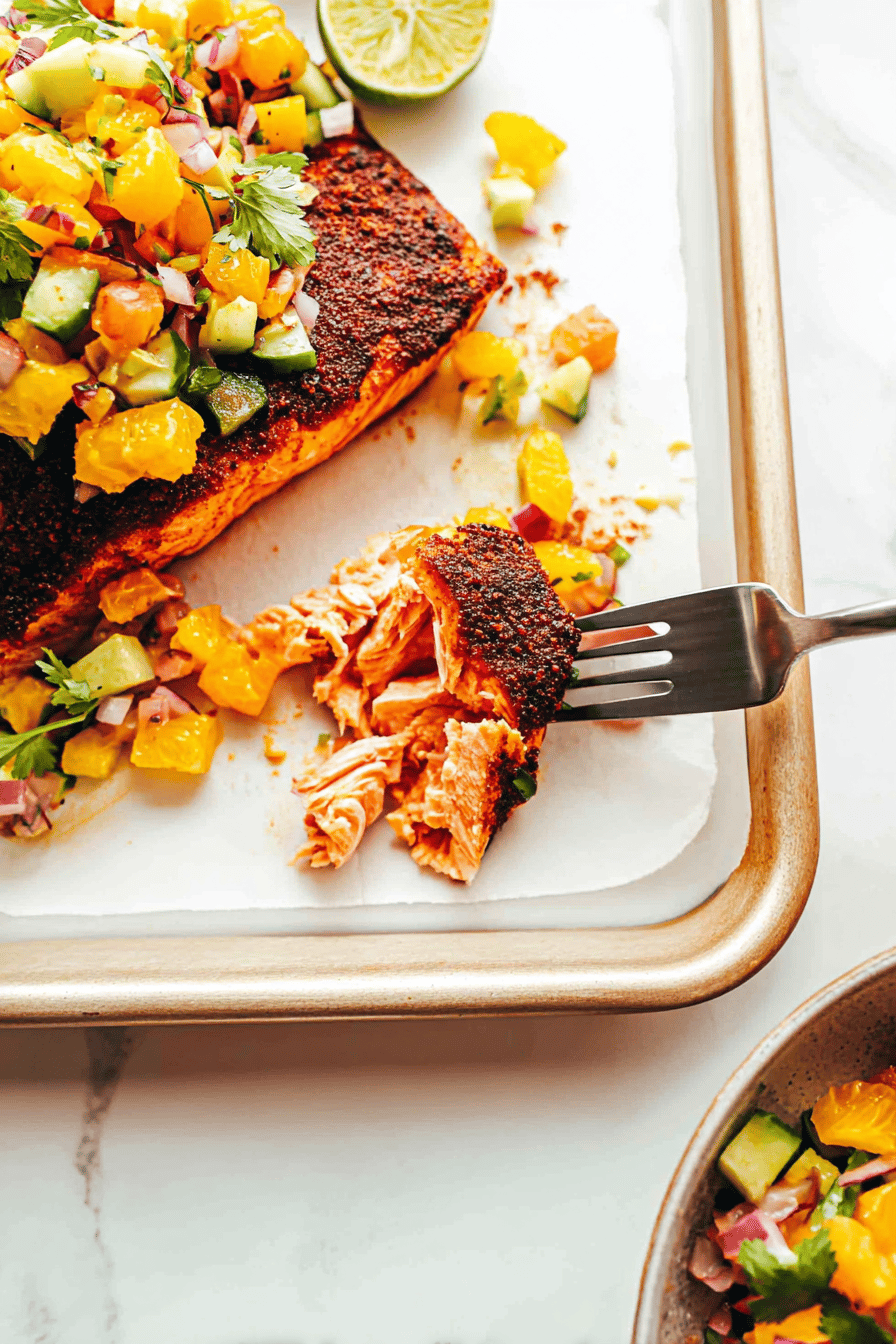 Sumac Blackened Salmon With Citrus Salsa: 5 Minute Meal