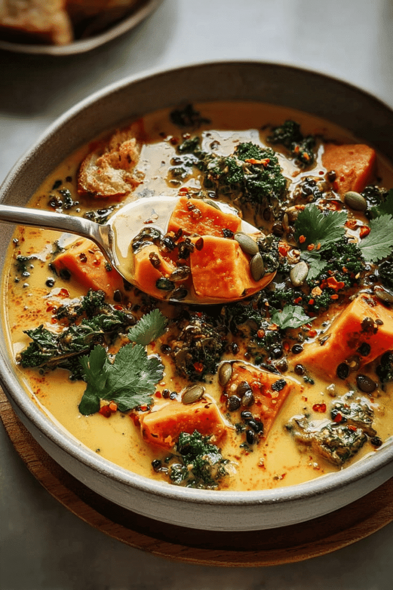 Sweet Potato Coconut Milk Stew With Ginger Kale Recipe