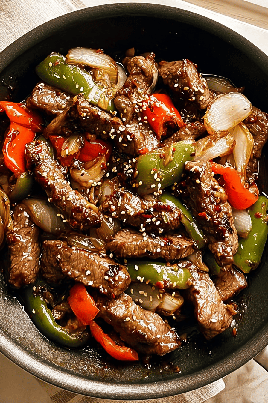 Chinese Pepper Steak Recipe With Tender Beef And Sauce