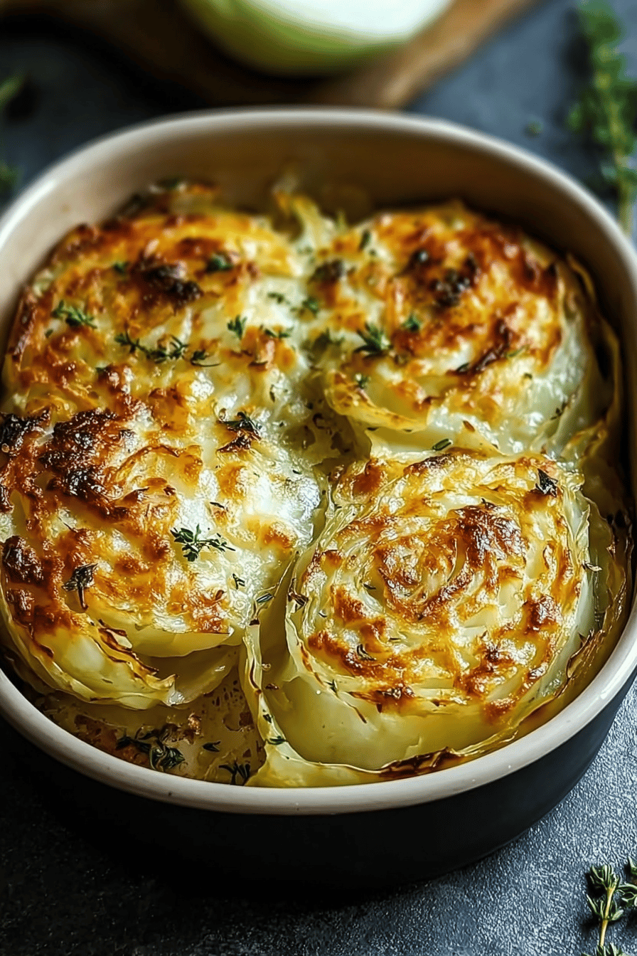 Cheesy Baked Cabbage Steaks Recipe With Savory Cheese