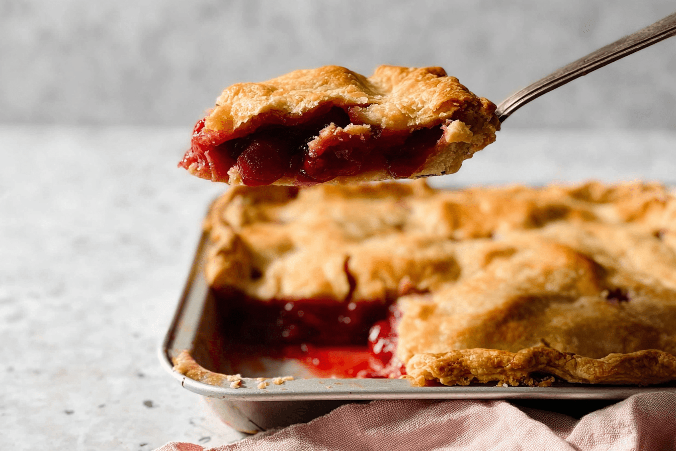 Cherry Slab Pie Recipe With Fresh Fruit And Flaky Crust
