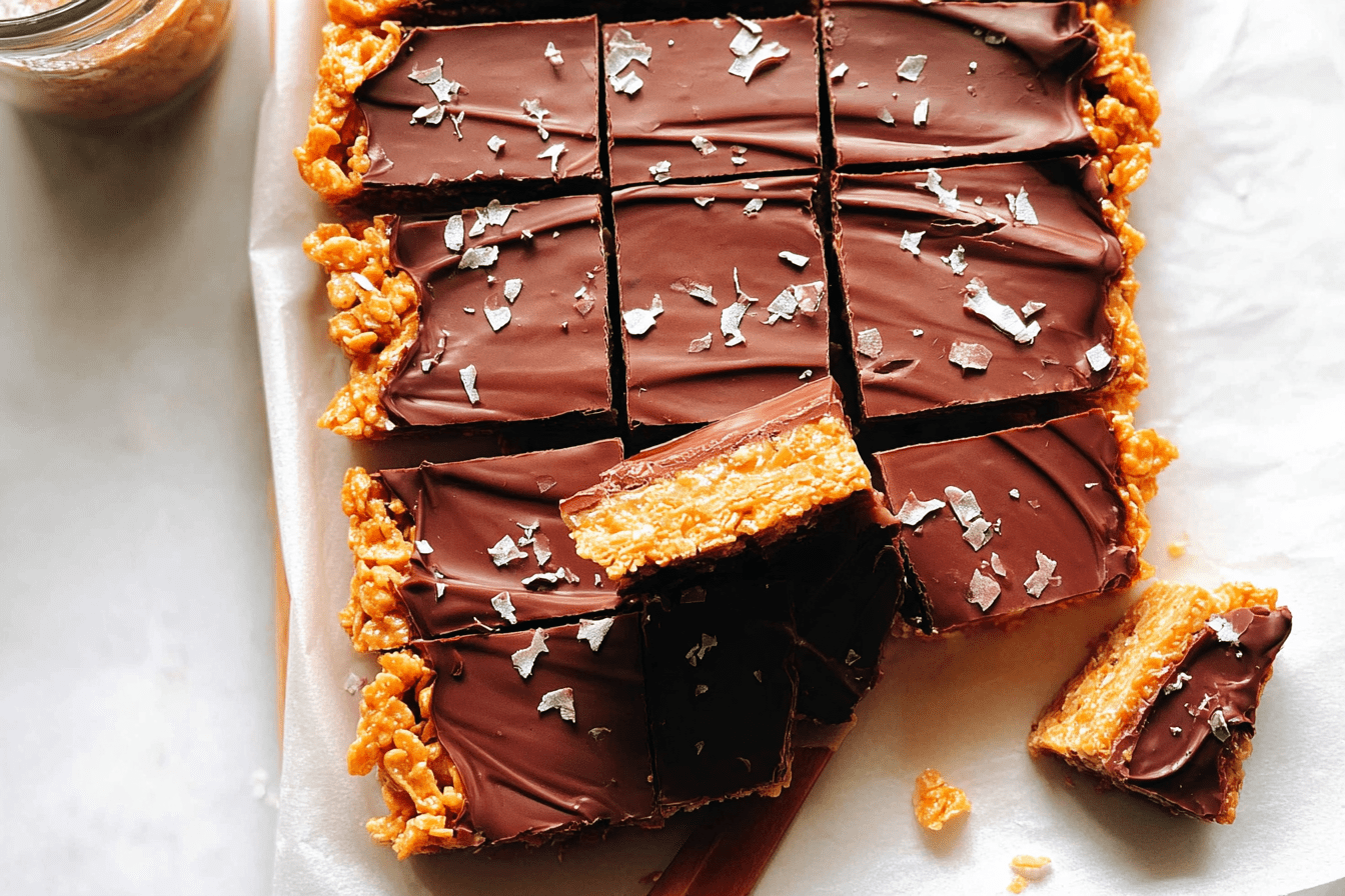 Miso Chocolate Peanut Butter Cornflake Bars With Crunchy Texture